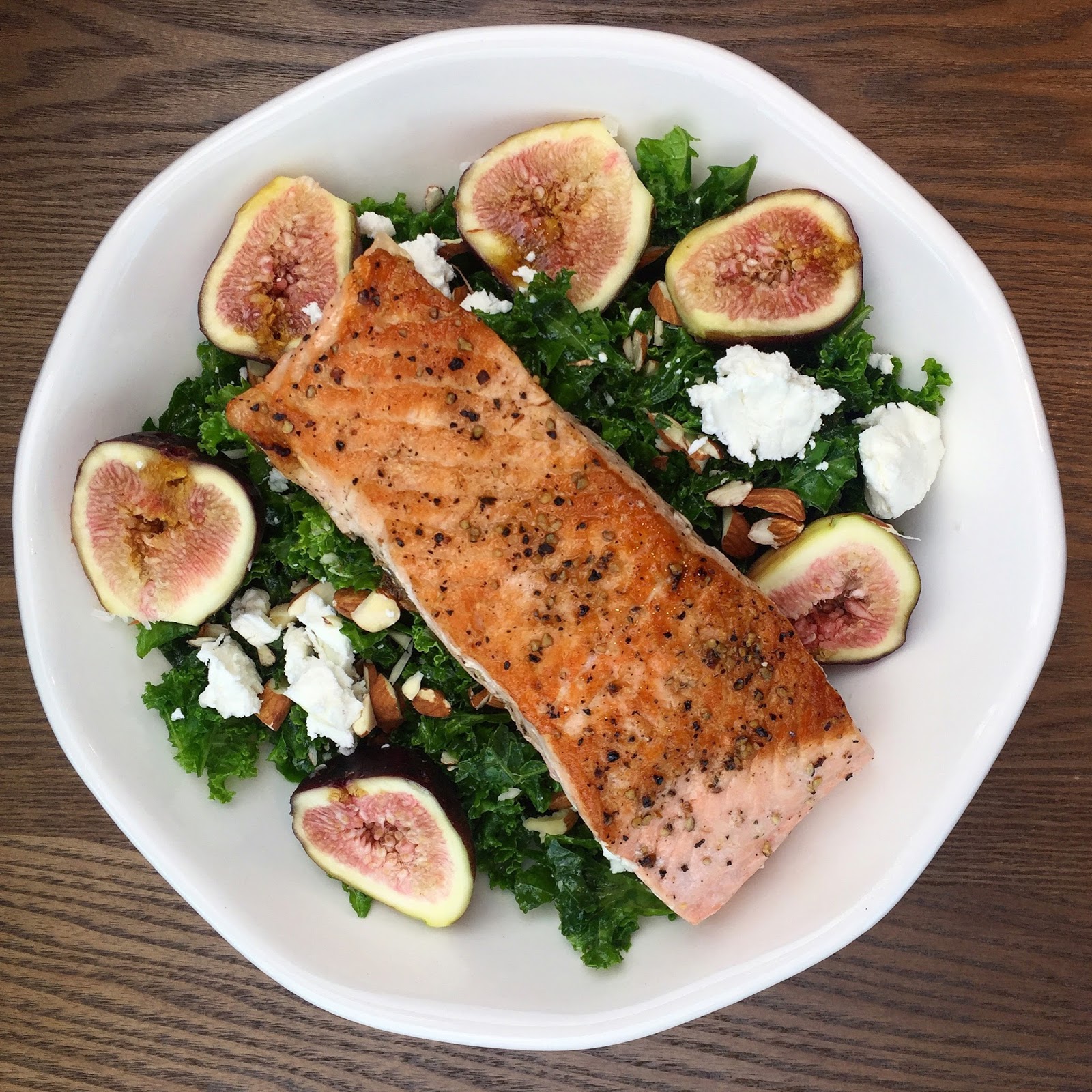 TheMDChef: "Spa Day" Kale Salad with Fresh Figs & Seared Salmon