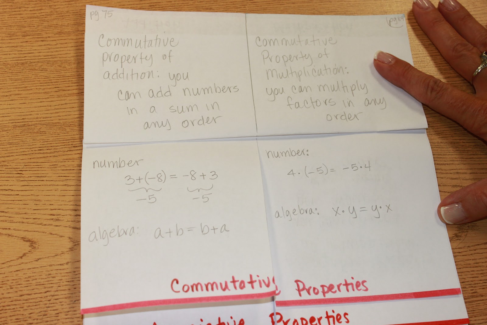 Algebra 1A/B with Mr. Jenkins: Property Foldable Directions & Pictures