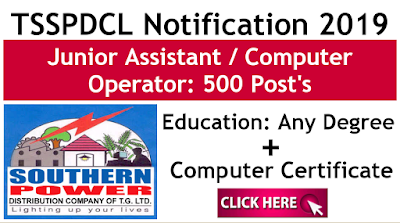 TSSPDCL Recruitment of Junior assistant cum Computer Operator ...