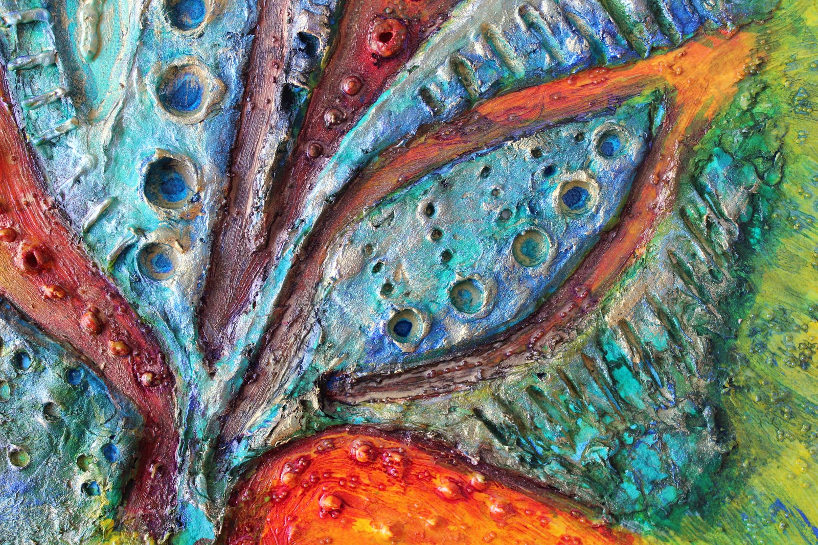 The Hoarder's Art Room: Sneak Peek - Mixed Media Relief Painting