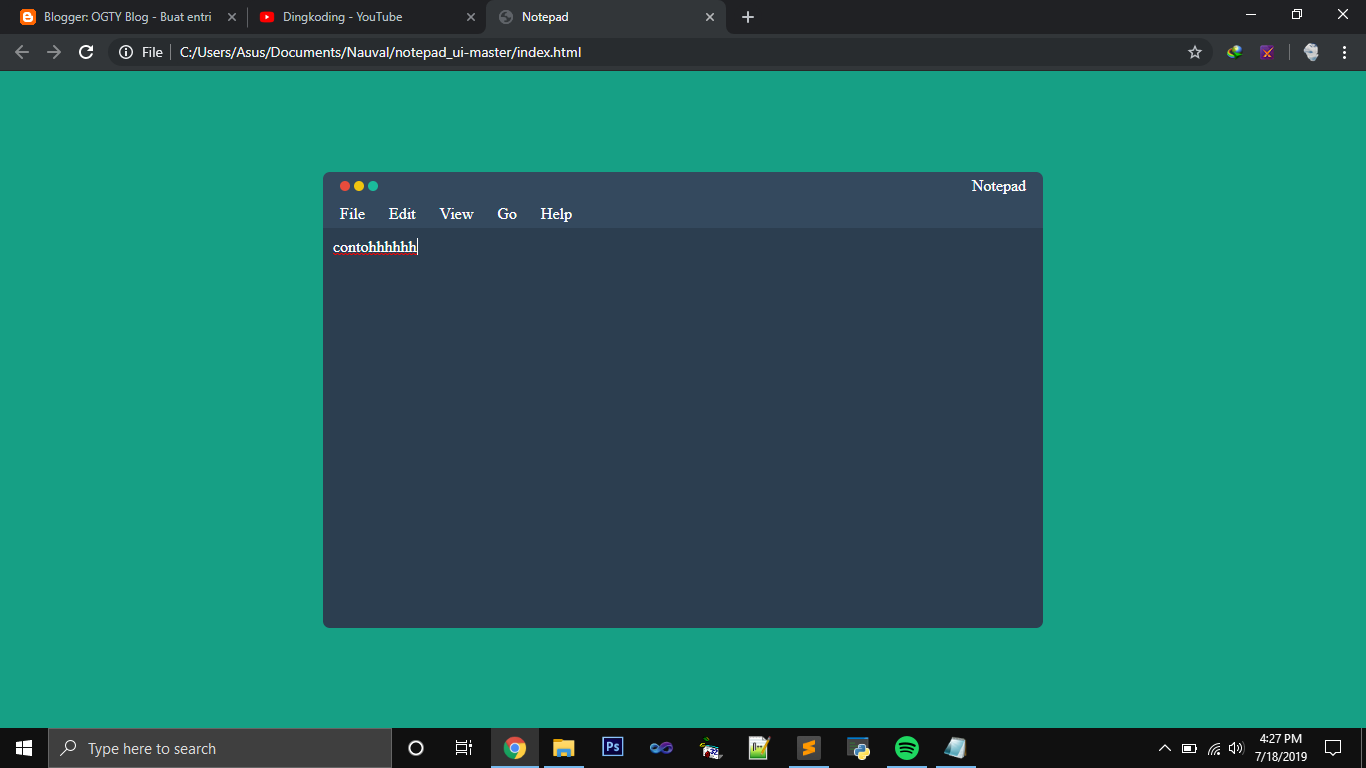Cara Membuat Notepad Menggunakan HTML & CSS - OGTY Blog