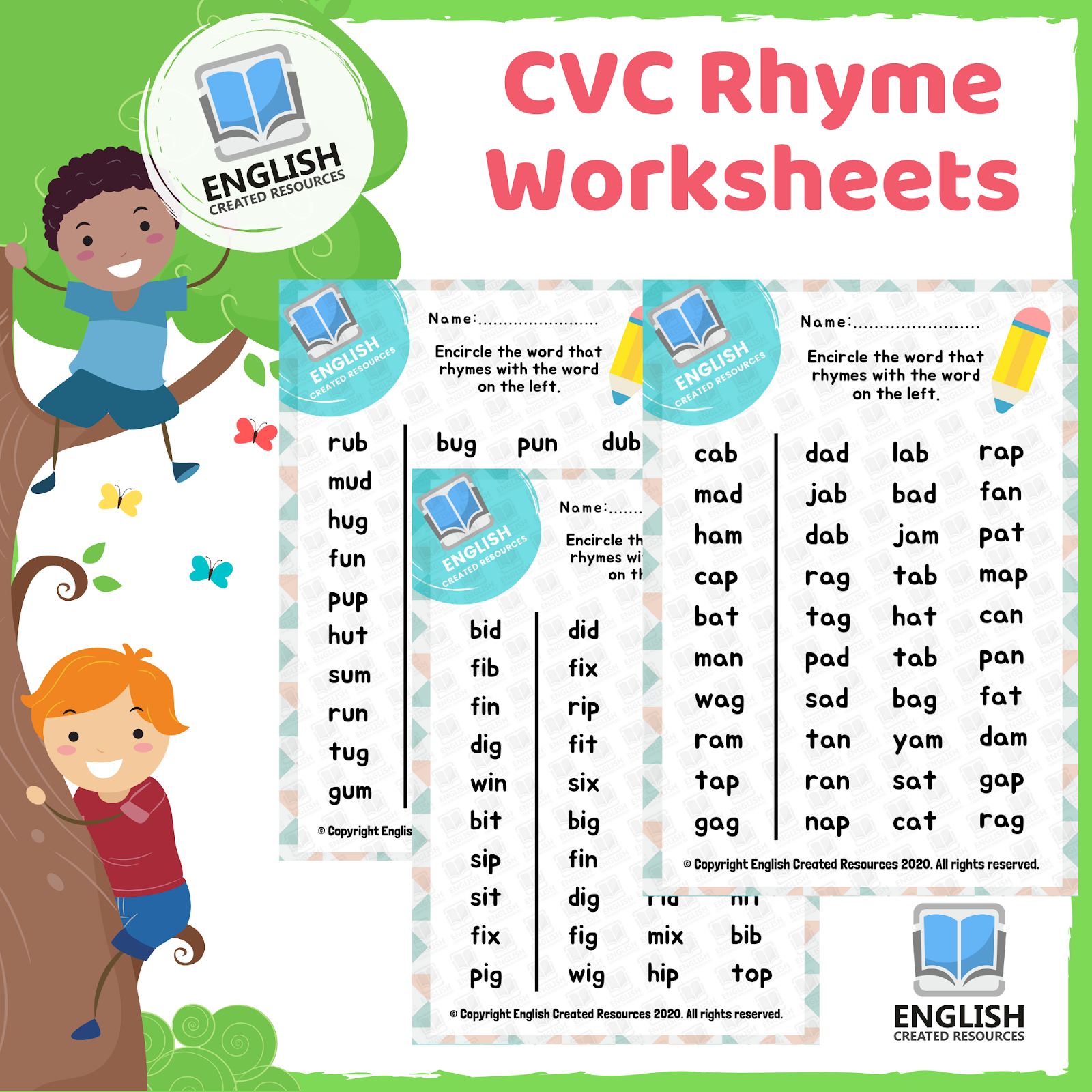 CVC Rhyme Worksheets CVC Rhyme Worksheets