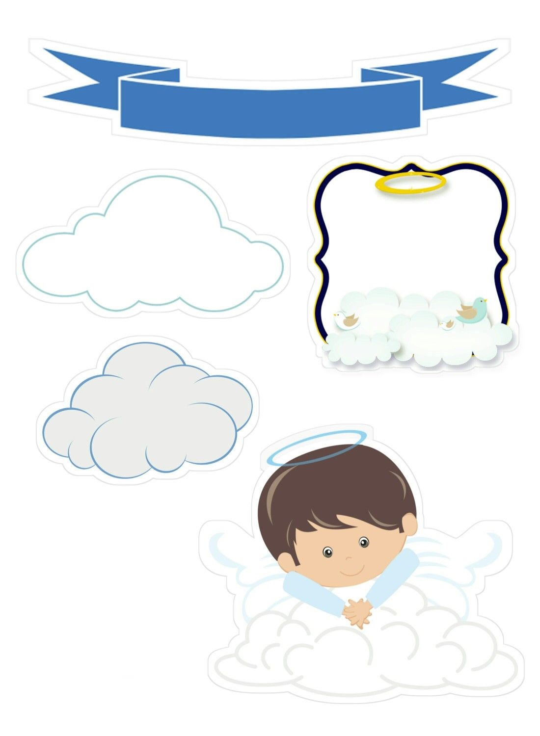 Angelito Escondido Detrás de Nube: Toppers para Pasteles o Tartas de ...