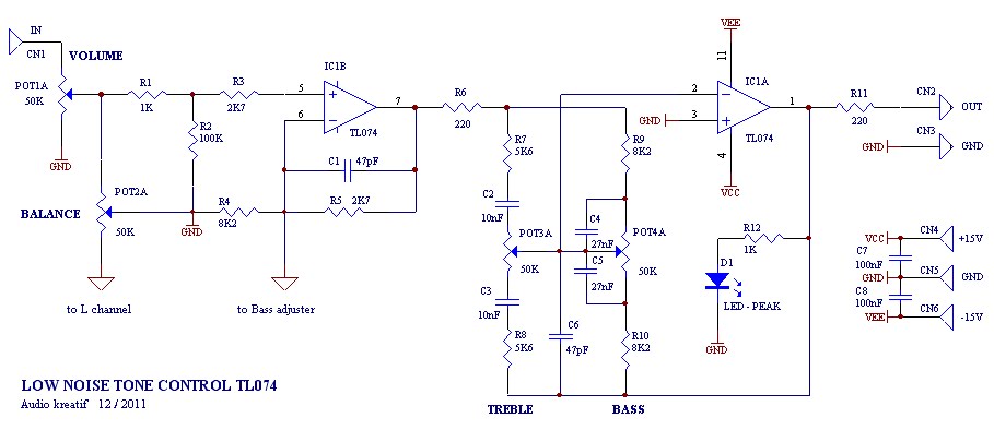 Cara Membuat Mini Amplifier: Rangkaian Tone Control TL 07