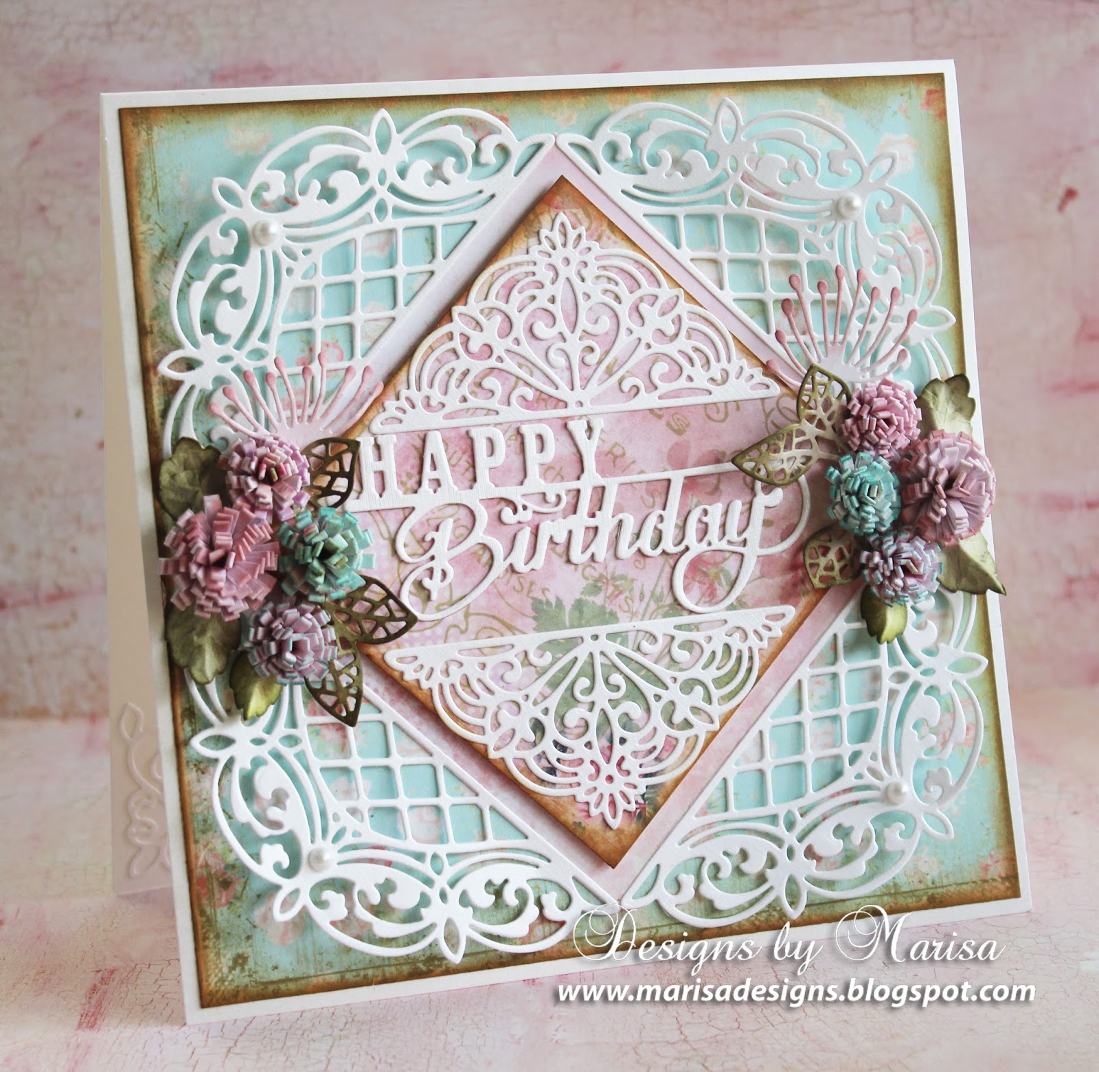Designs by Marisa: Happy Birthday Card - Craft Dies by Sue Wilson