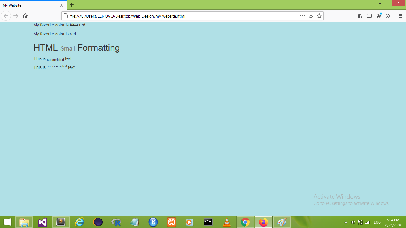 HTML Text- alignment/conversion, Text- Style