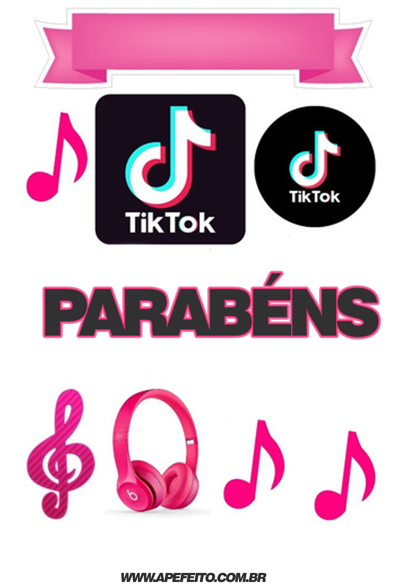 Topo Topper De Bolo Tik tok