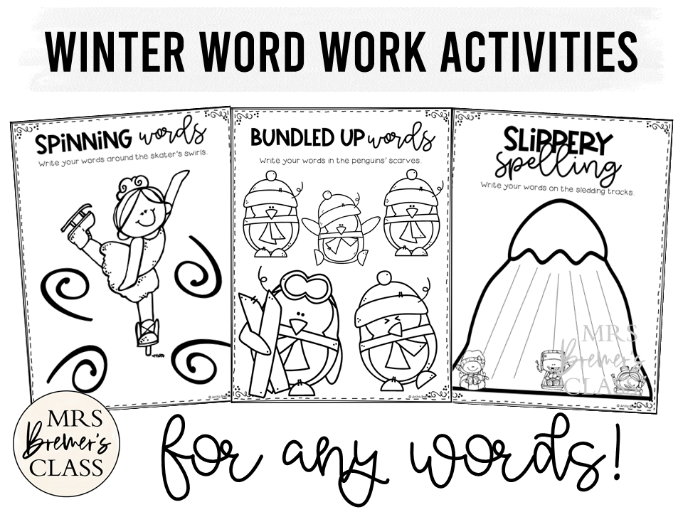 Winter Themed Word Work Spelling Activities for ANY Words | Mrs. Bremer ...