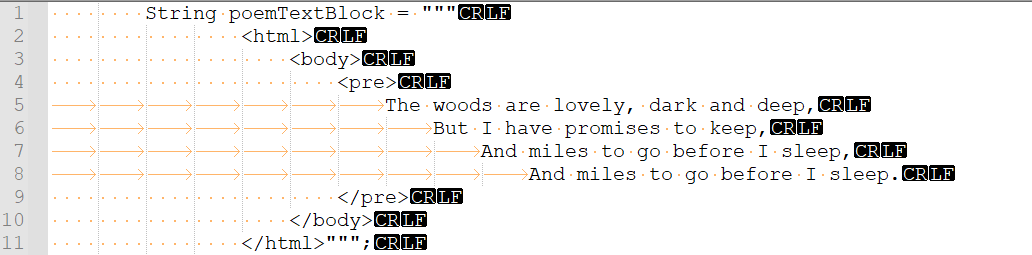 Awesomely Java...: Tab character in text blocks