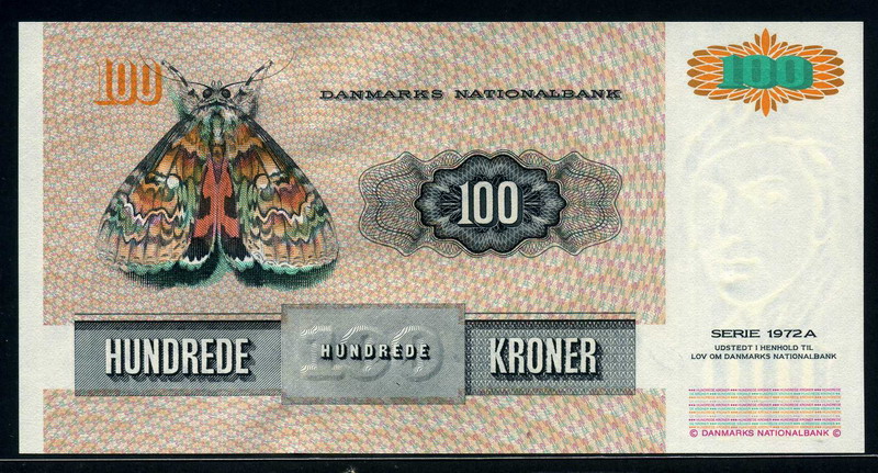 Denmark 100 Danish kroner banknote 1972 Jens Juel|World Banknotes ...