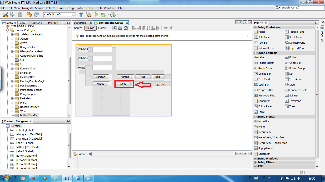 Button Close Exit Java Netbeans | Membuat Tombol Keluar Java Netbeans ...