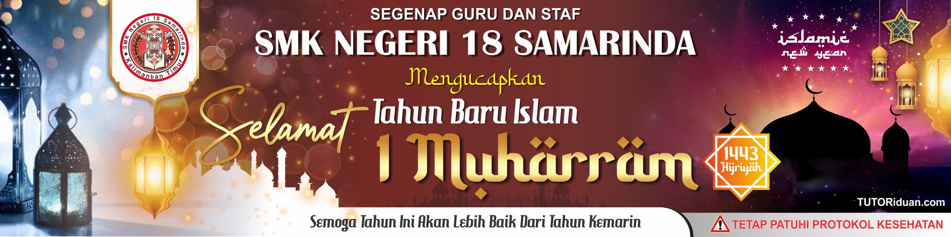 Desain Spanduk Banner Tahun Baru Islam 1 Muharram 1443 H (Free CDR & PSD) - TUTORiduan.com