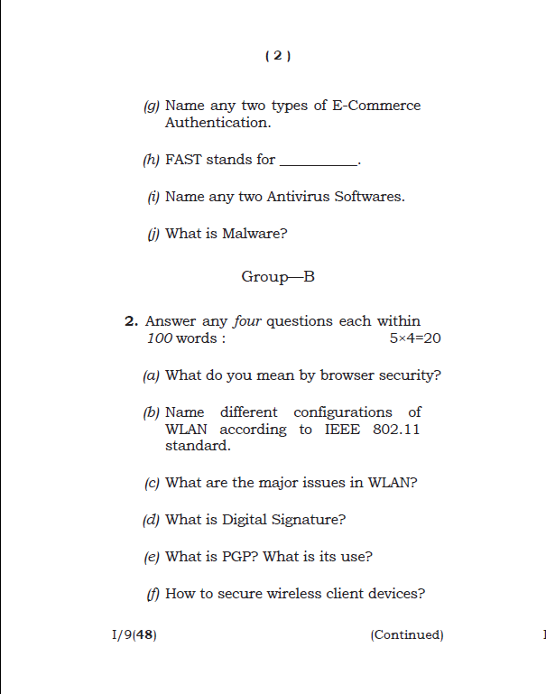 OSPU CSP DCS Network Cyber Security Dec 2019 Question Paper ...