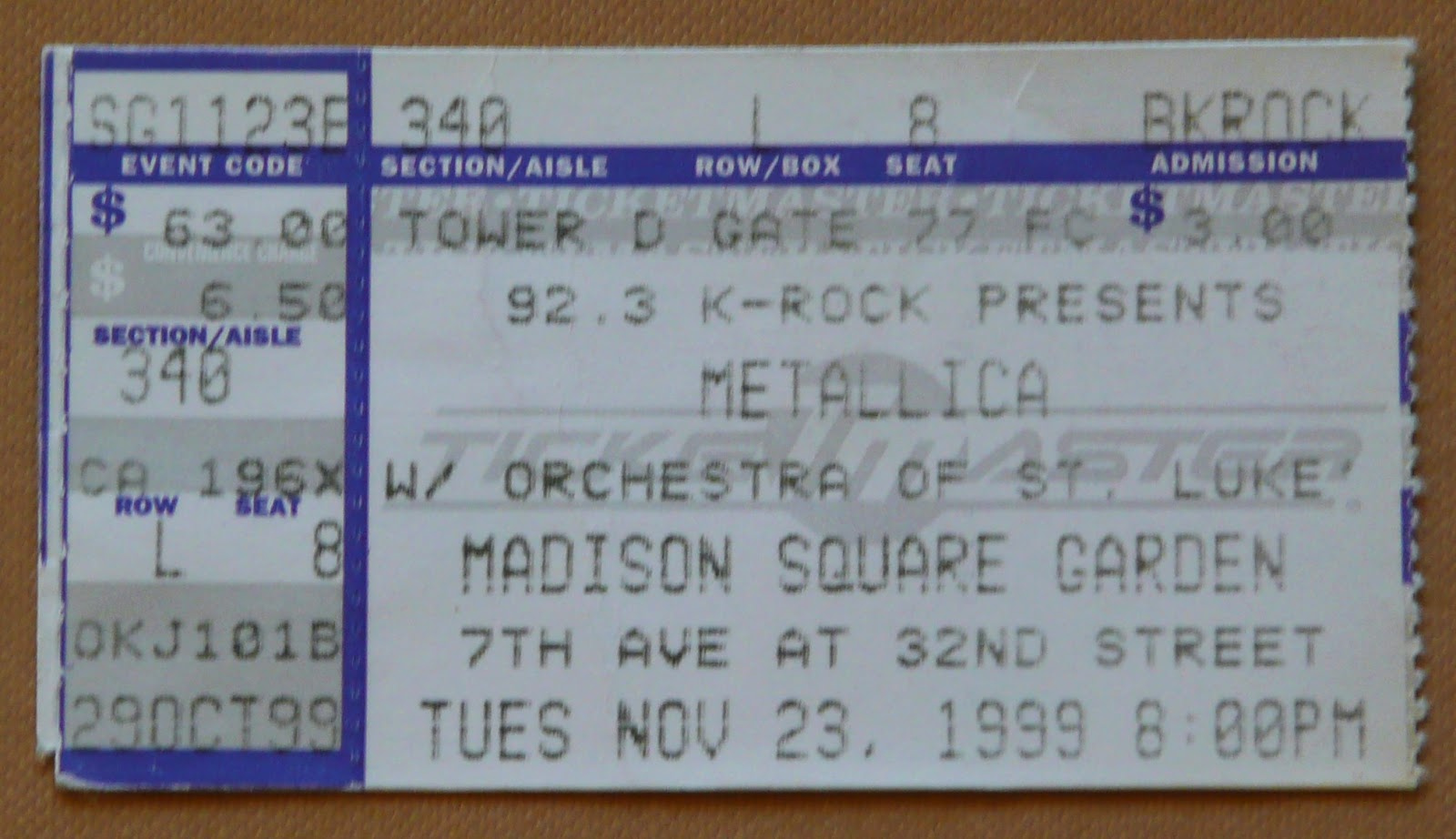 Metallica Tickets Collection: S&M