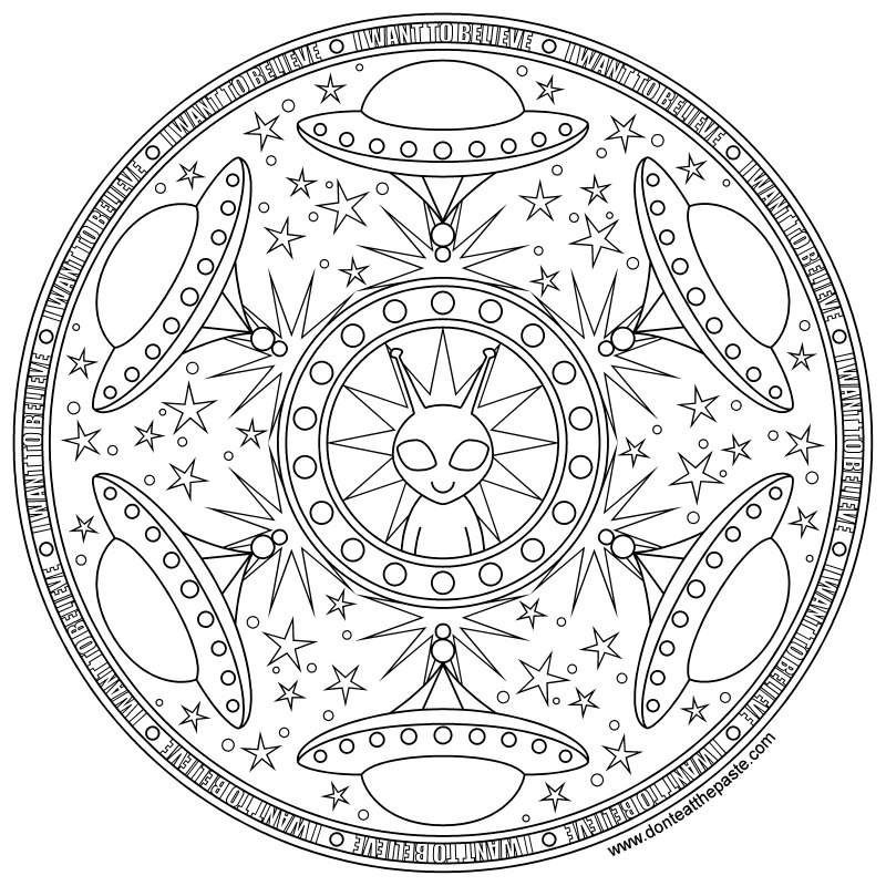 Don't Eat the Paste: Alien Mandala to print and color