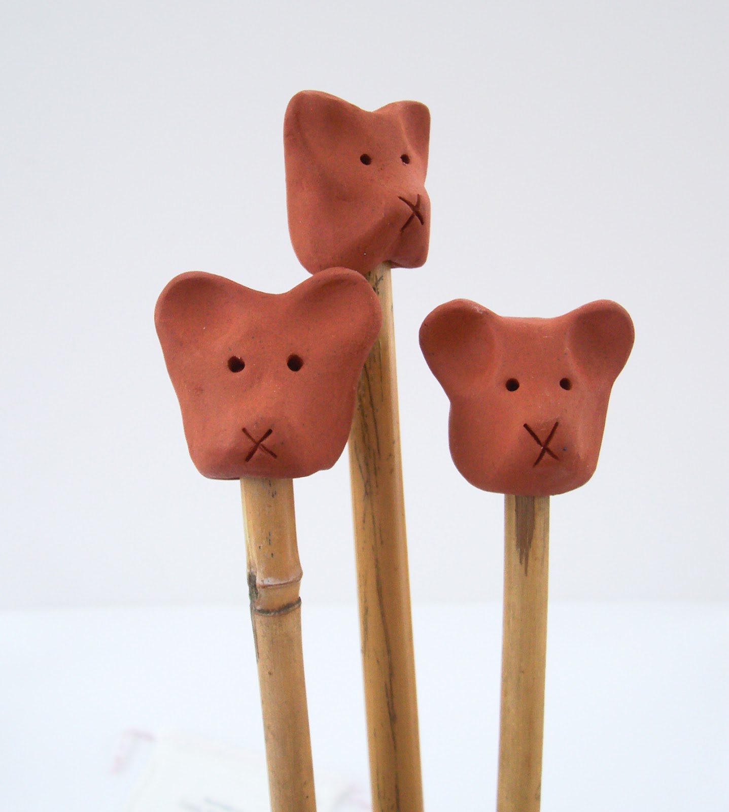 Little Brick House Clayworks: Garden cane Toppers, A mini production line.