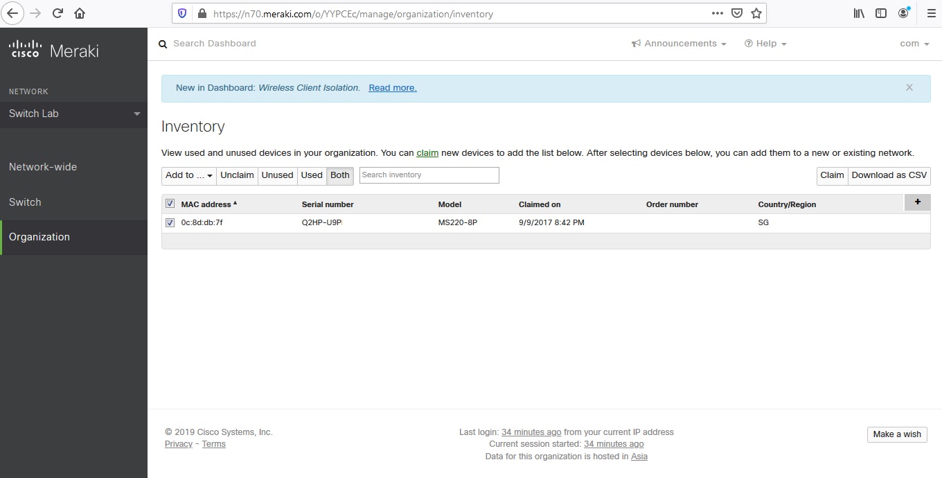 My Network Lab: Remove and Unclaim a Device in Meraki Cloud Dashboard