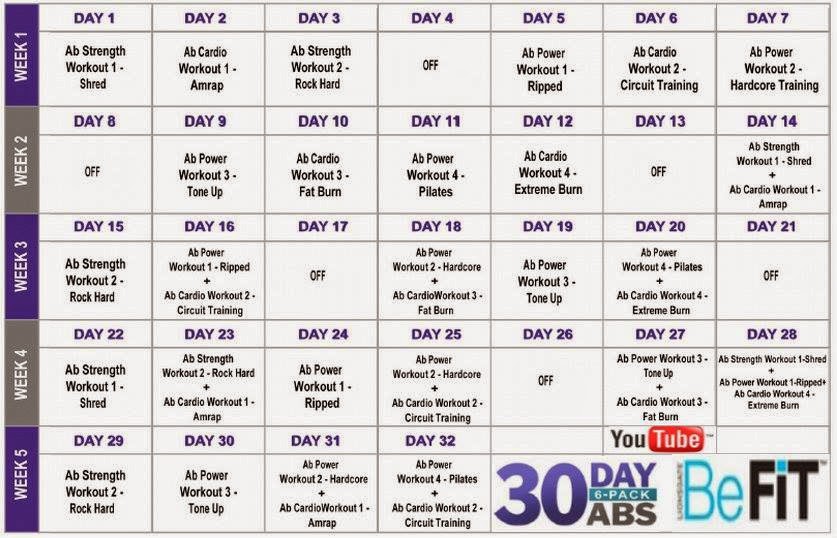 Move it and lose it.: 30 DAY AB CALANDER