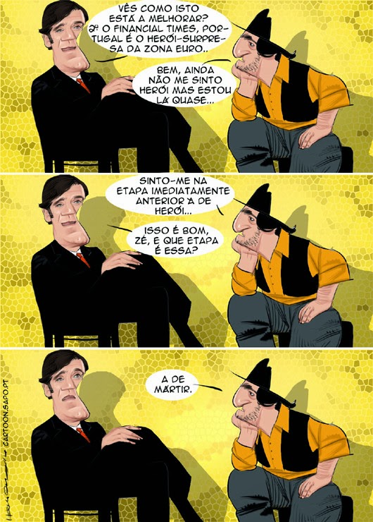 Por Terras de Sefarad: "O herói-surpresa", cartoon de Henrique Monteiro