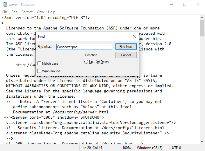 Advanced Java: How to change port number in Tomcat Server (9.0.34) in 2020 Advanced Java: How to change port number in Tomcat Server (9.0.34) in 2020
