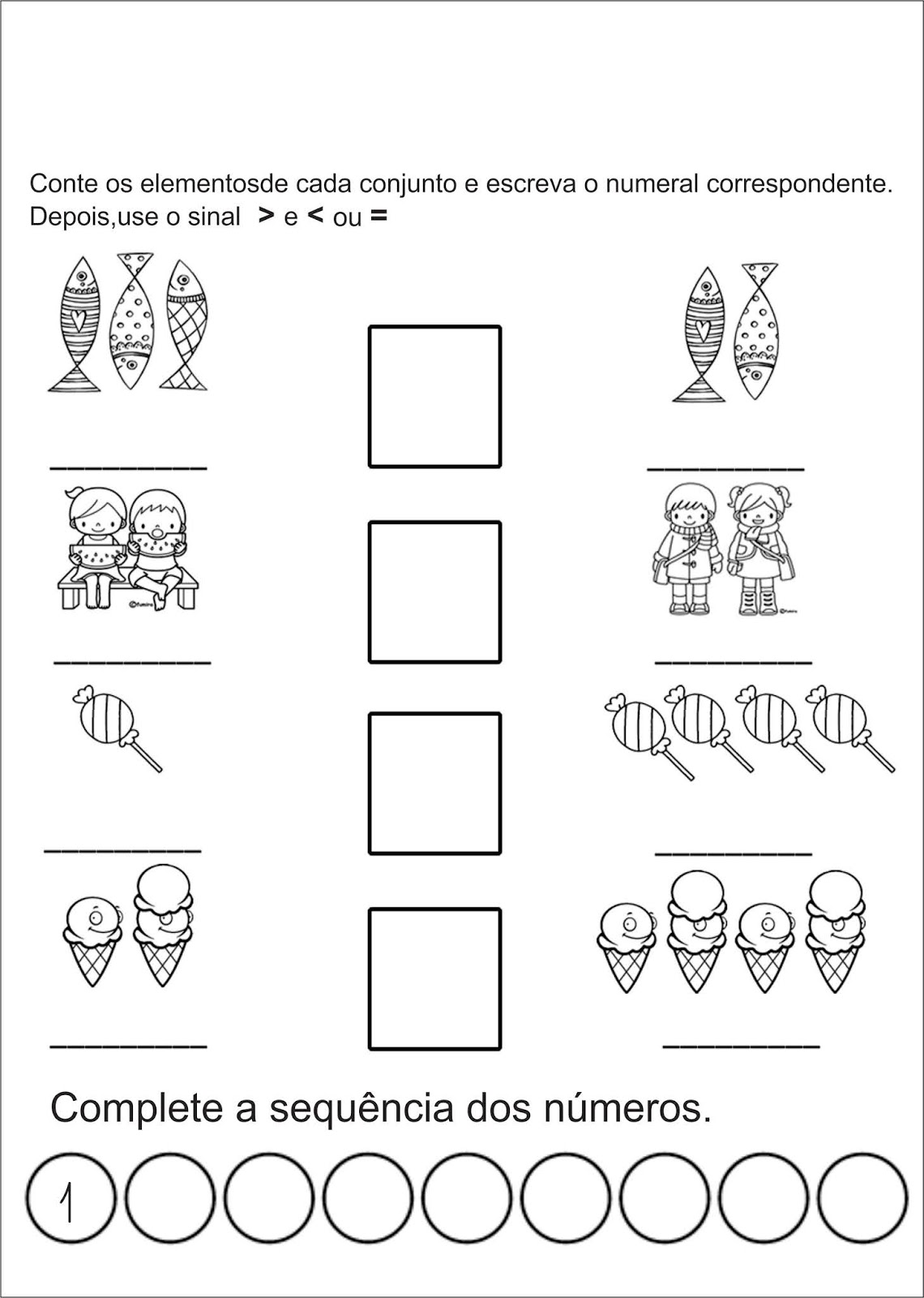 Eu Aprendo Assim: Sinais Matemáticos ( Igual e diferente ) ( Menor e ...
