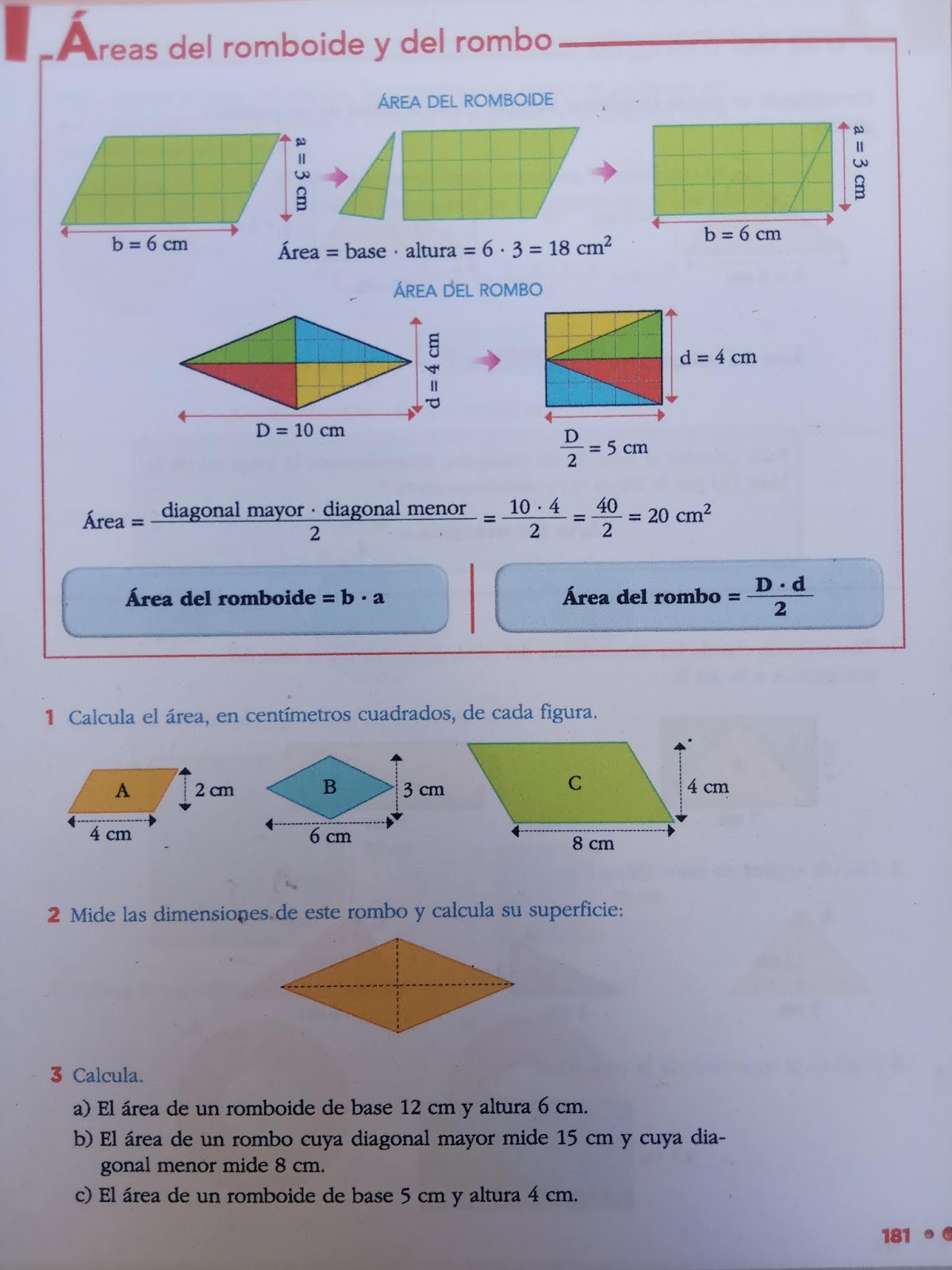 BLOG C.E.I.P. JAIME BALMES: Mates 5º: áreas del romboide y del rombo