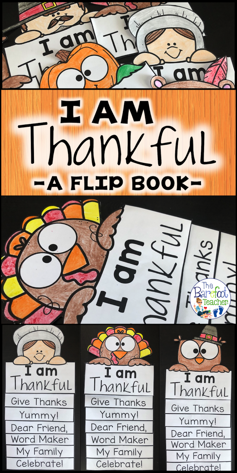 I Am Thankful Thanksgiving Flip Book & Other Activities | The Barefoot ...