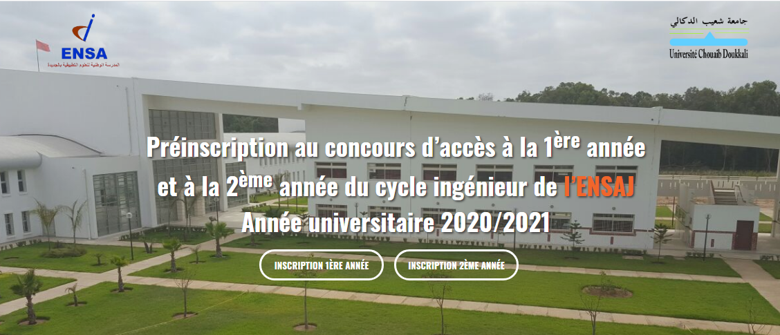 ENSA EL jadida Concours d’accès à la 1ère année du Cycle Ingénieur 2020-2021