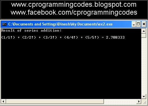 Programming In C: Series addition