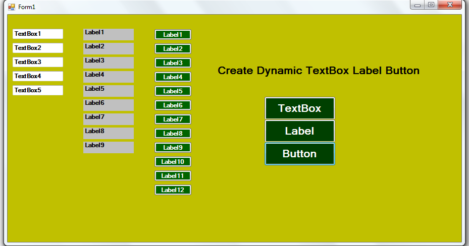C Code For Create Dynamic Textbox Label And Button In Dot Net C