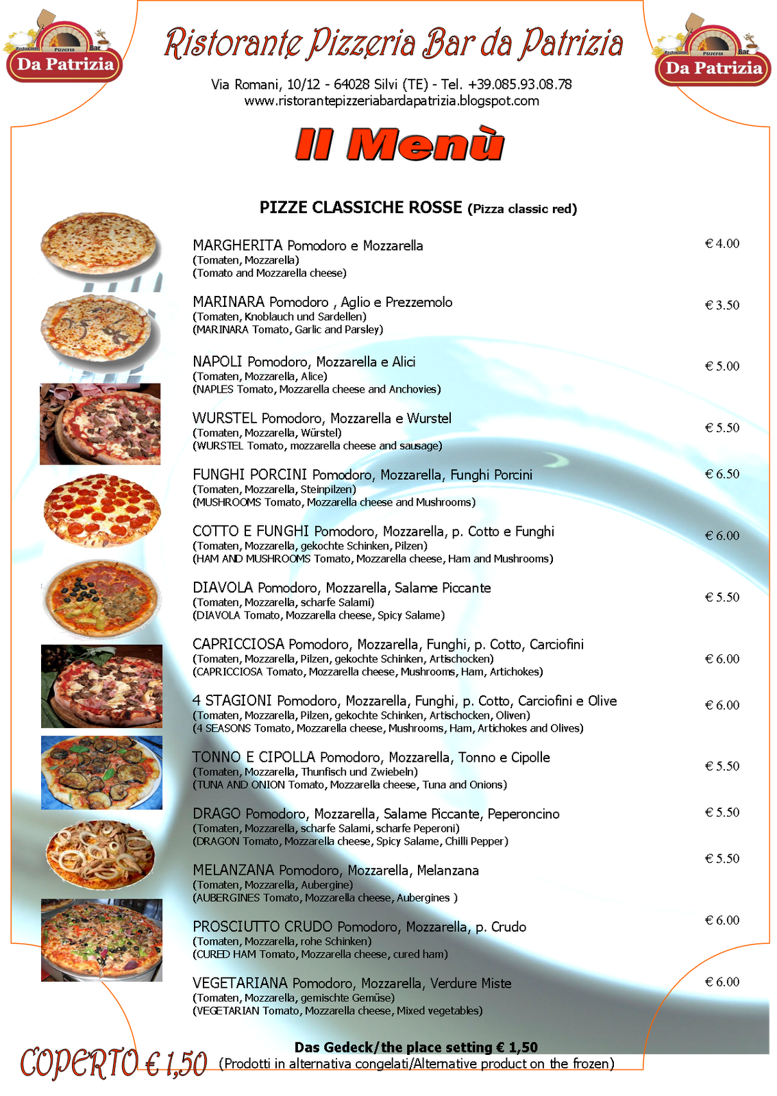 Ristorante Pizzeria Bar Da Patrizia: Menù Pizzeria