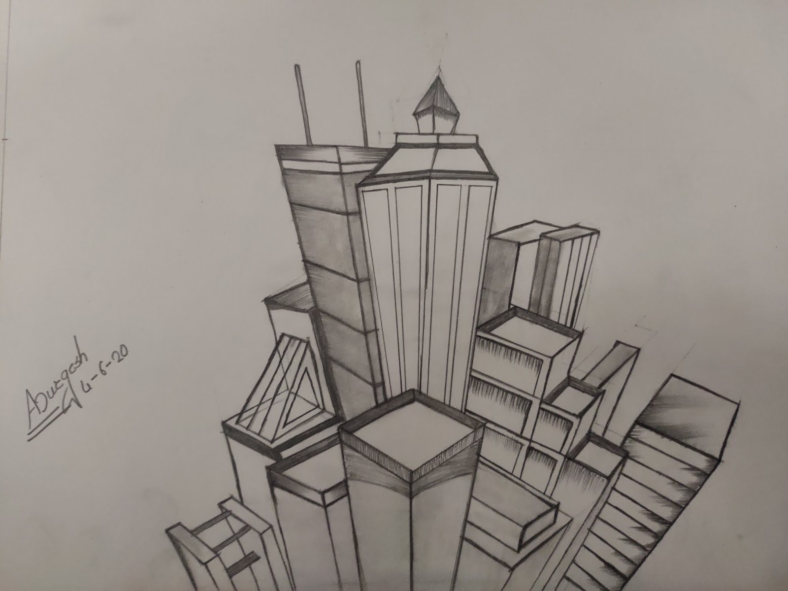 one point perspective sketch view