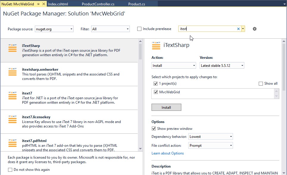 Dot Net Example Export Webgrid In Aspnet Mvc