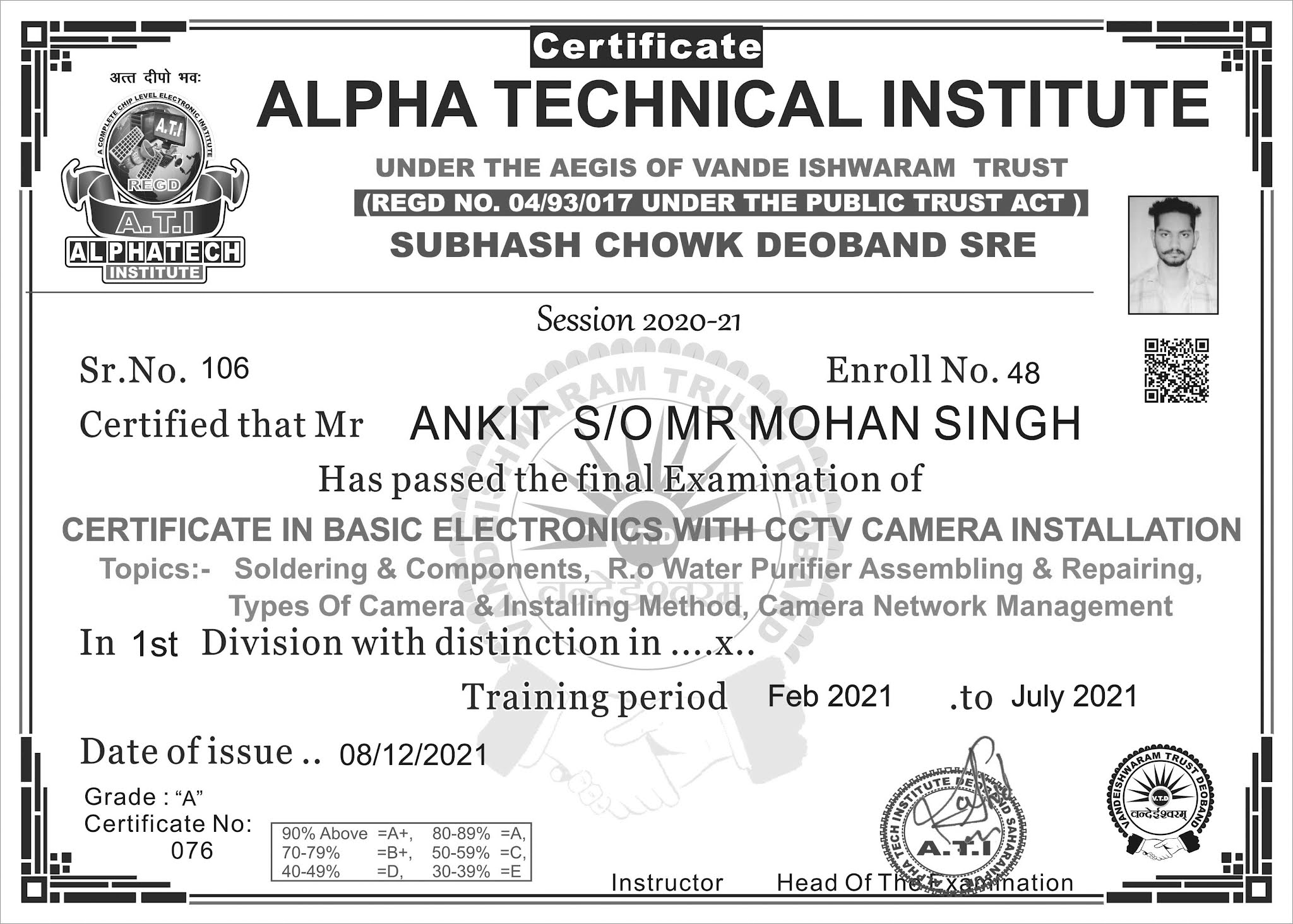 ALPHA TECHNICAL INSTITUTE : NEW RESULT