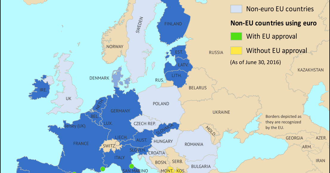 Political Geography Now: Which Countries Use the Euro? (Map of the ...