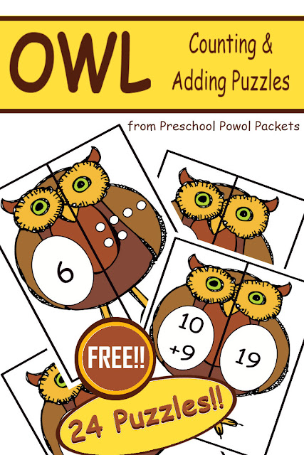 {FREE} Owl Counting & Adding Puzzles | Preschool Powol Packets