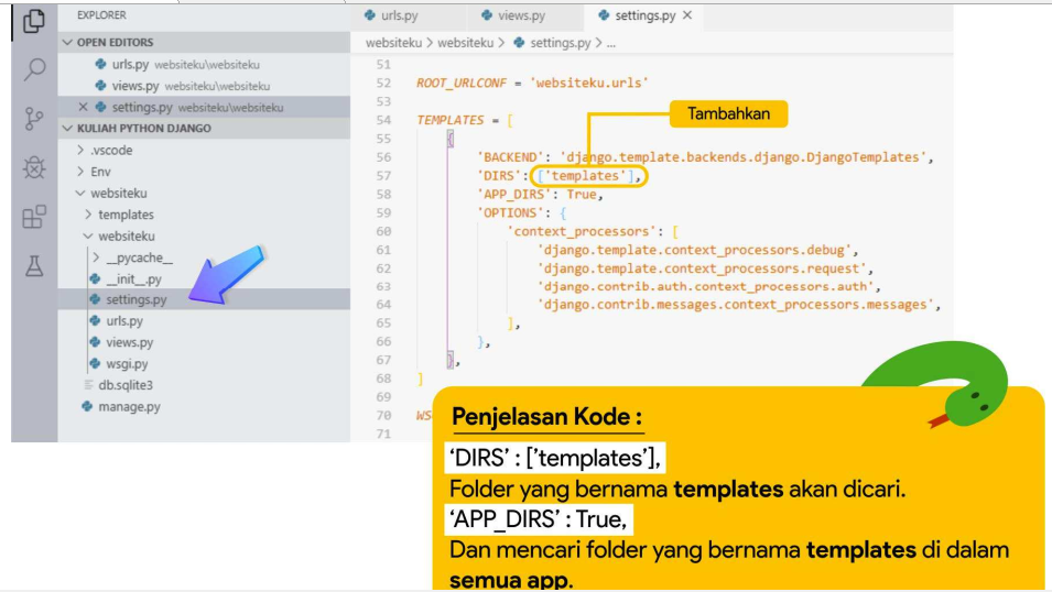 Memahami URL, Views, dan Template Django Framework - Contoh Aplikasi