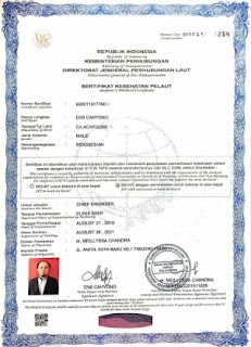 Sertifikat Kesehatan Pelaut terbaru