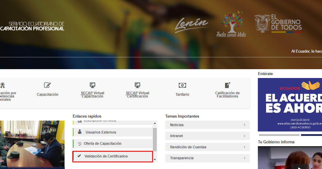 Certificados de aprobación SECAP