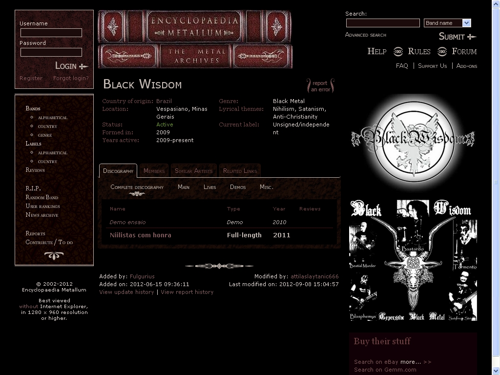 Black Wisdom: Enciclopedia Metallum:. the metal achives