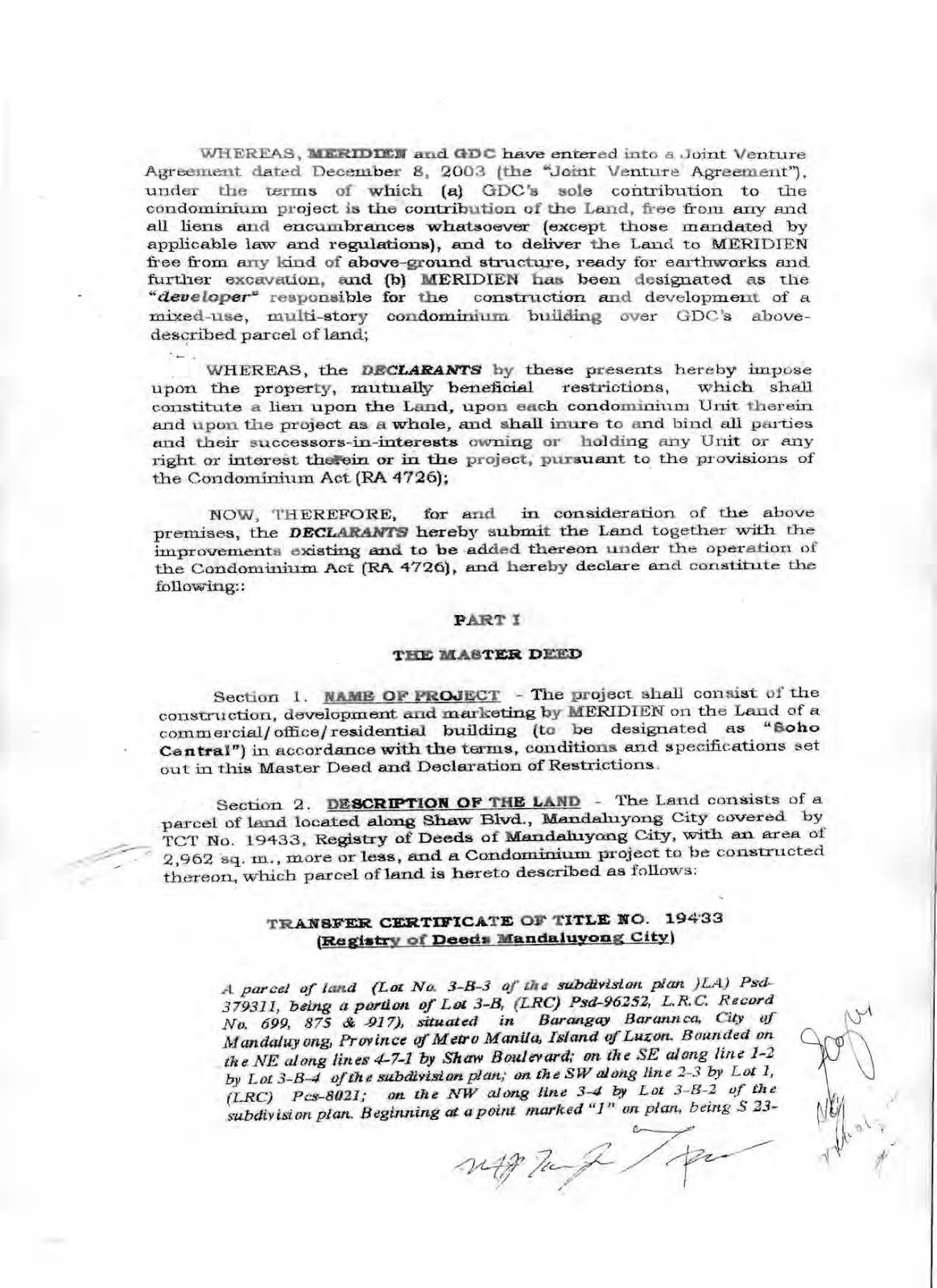 Soho Central Condominium: Who Owns the Land...