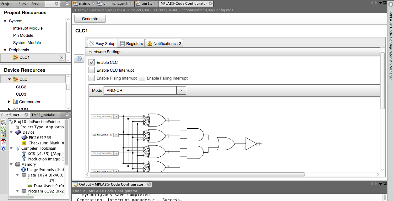 Configurador de código MPLAB® (MCC) - Herramienta CLC