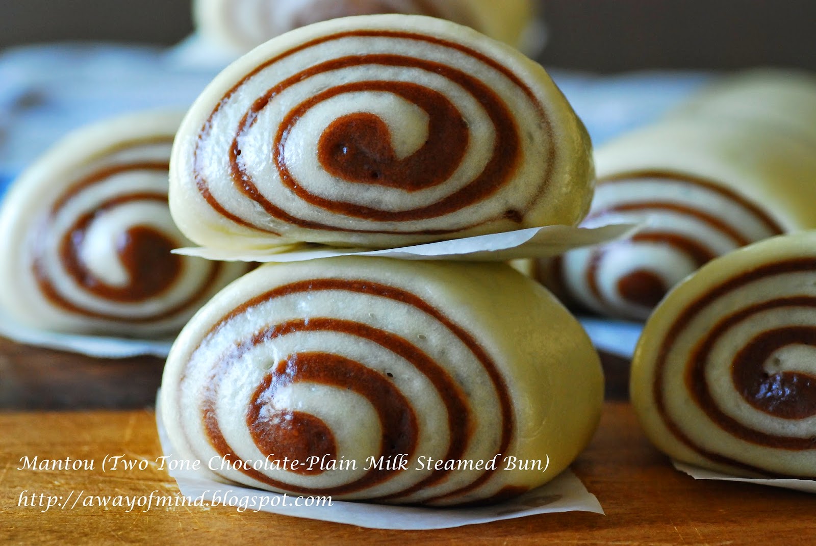 Awayofmind Bakery House: Mantou (Chocolate Spiral Steamed Bun 鲜奶巧克力双色馒头卷）
