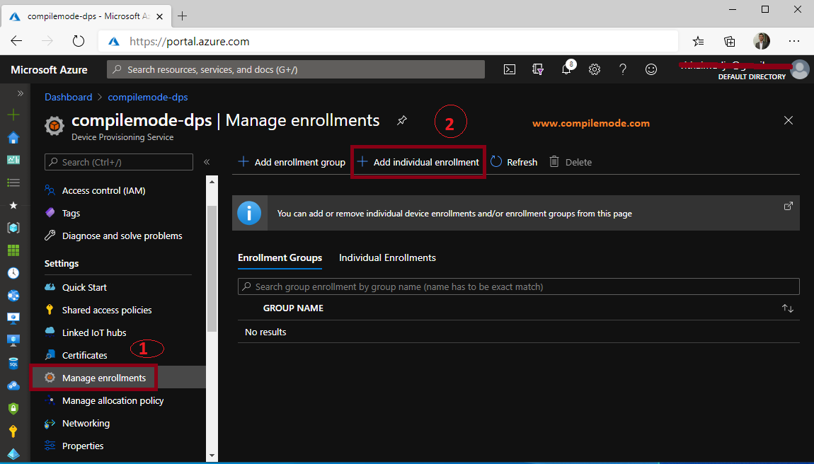 Creating Device Enrollment on Azure Device Provisioning Service