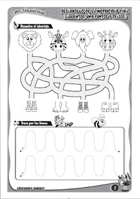 Cuaderno de LABERINTOS "Unir Puntos y Trazar" Motricidad Fina (I Parte)