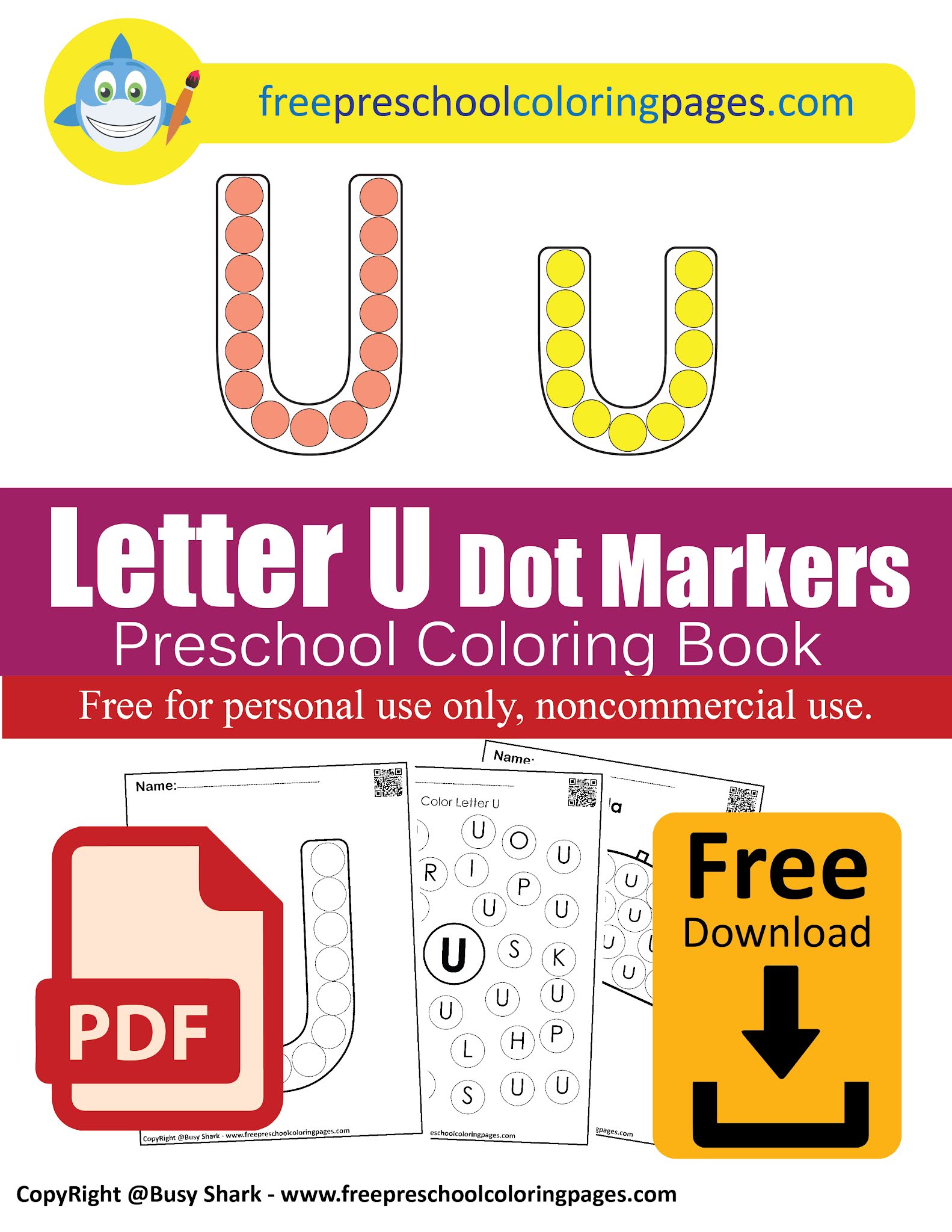 Letter U "10 free Dot Markers coloring pages"