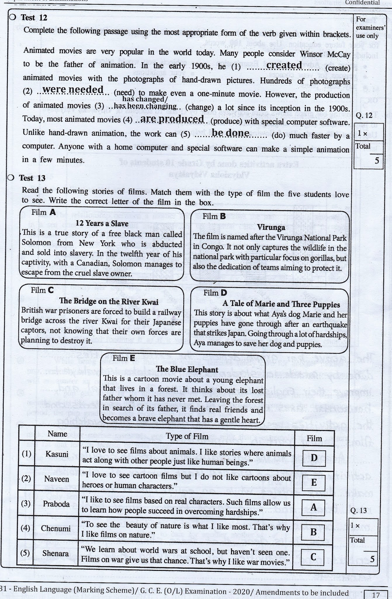 English Model Activities O/ L : OL 2020 NEW SYLLABUS ENGLISH PAPER