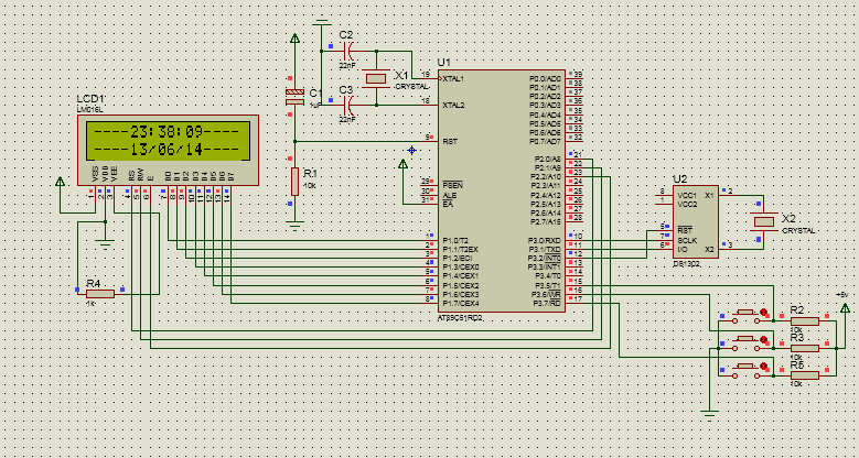 Mạch đồng hồ LCD 16x2 + 89C51 + DS1302 | Hàng chính hãng Panasonic Chất ...