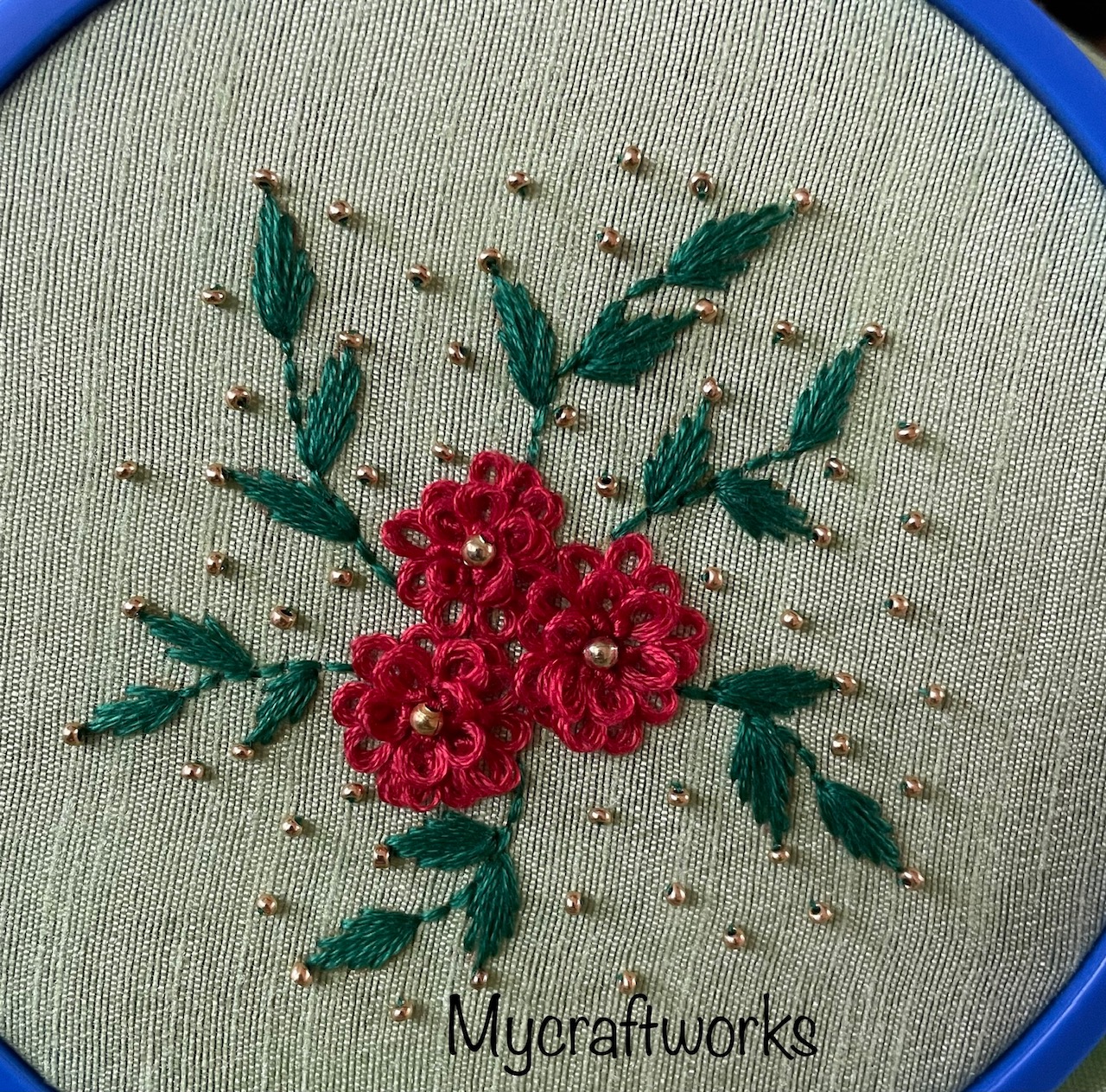 MY CRAFT WORKS: Embroidery flower design using ring knots