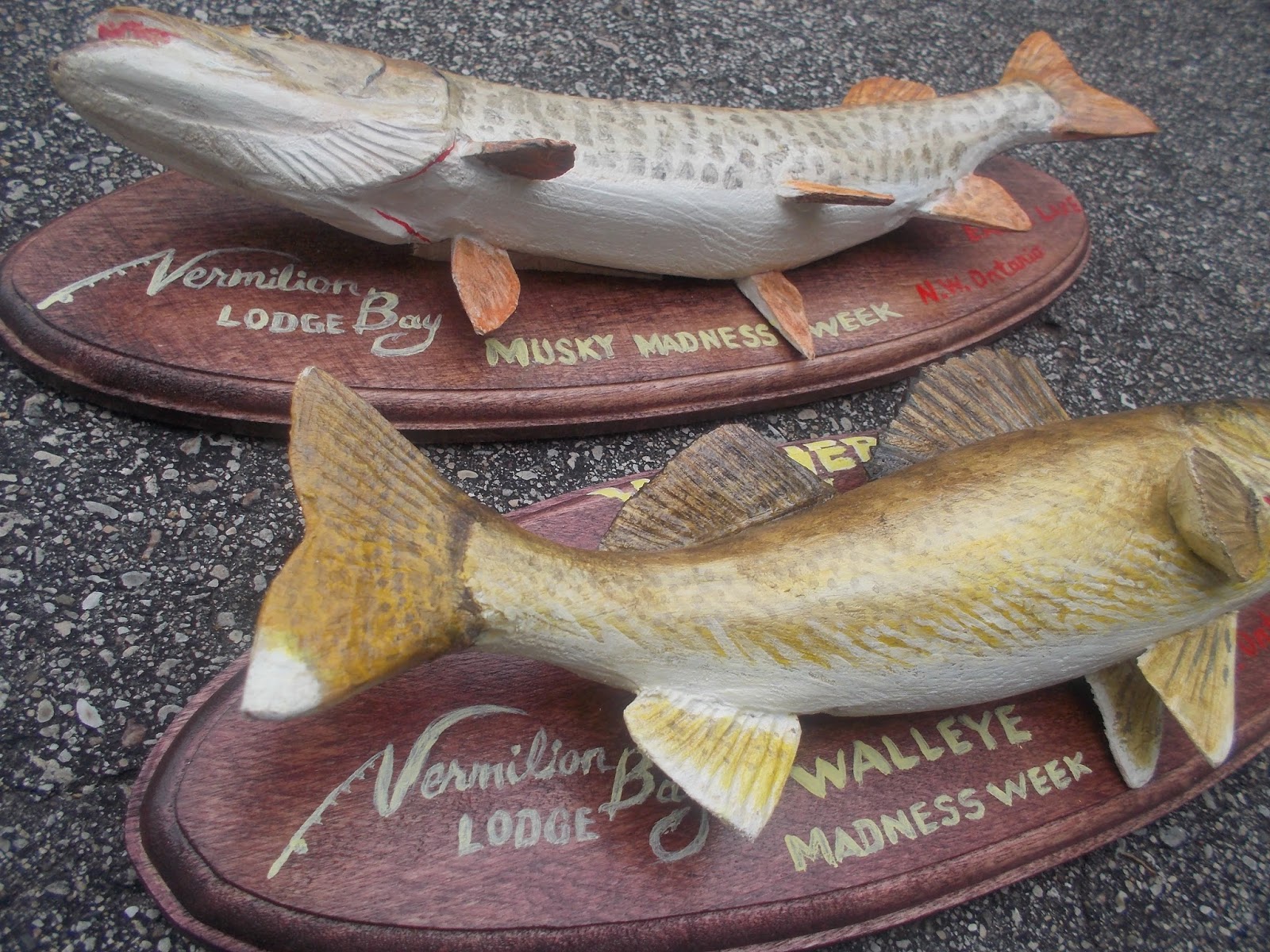 CHARLES WEISS ART: Hand Carved fish trophies for Vermilion Bay Lodge